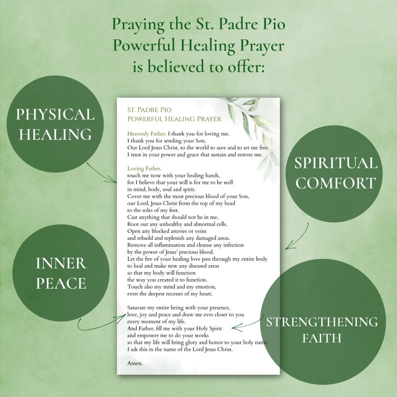 St. Padre Pio Healing Prayer Card Printable, Padre Pio Prayer Card ...