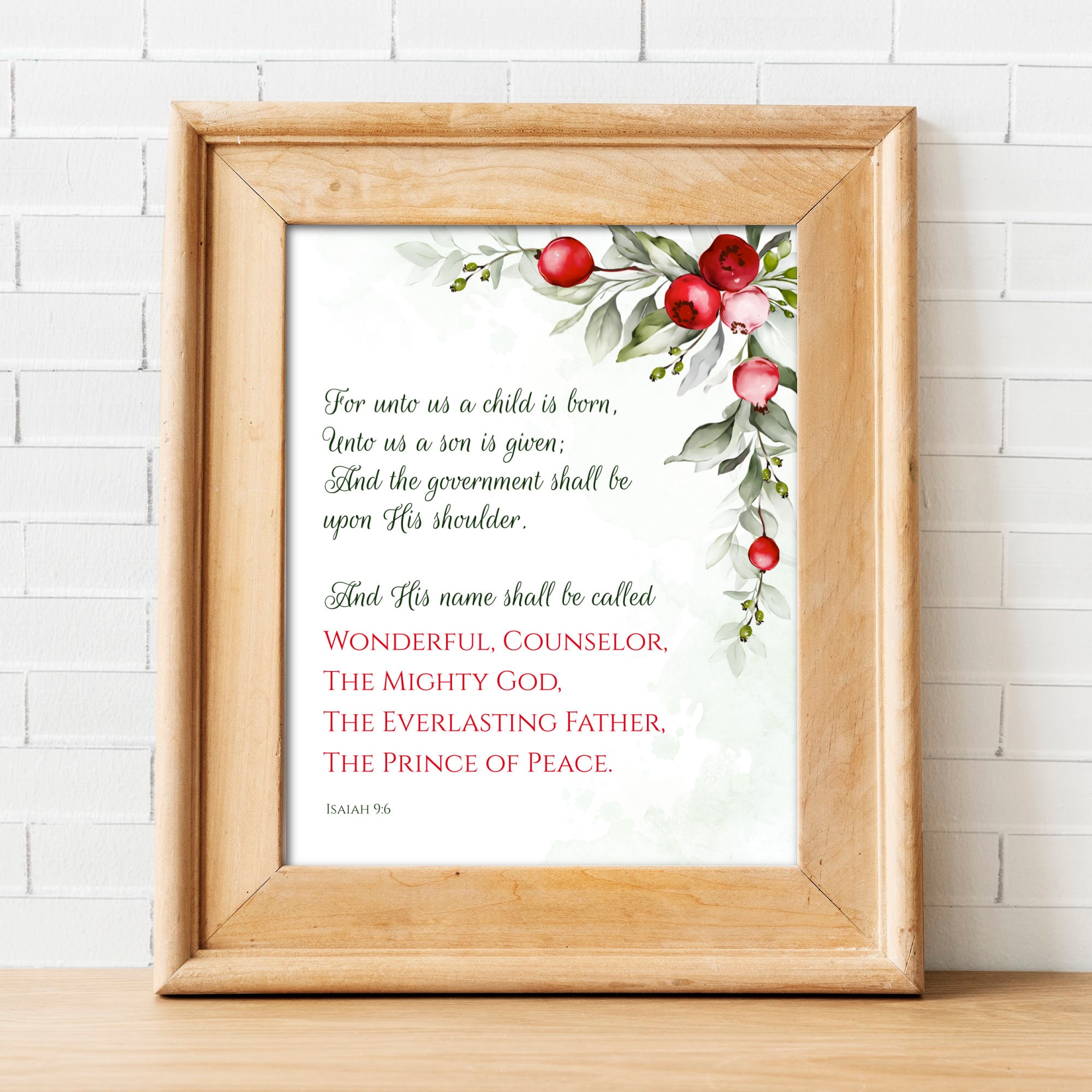 For Unto Us the Child is Born Printable, Isaiah 9:6 Wall Art Print ...