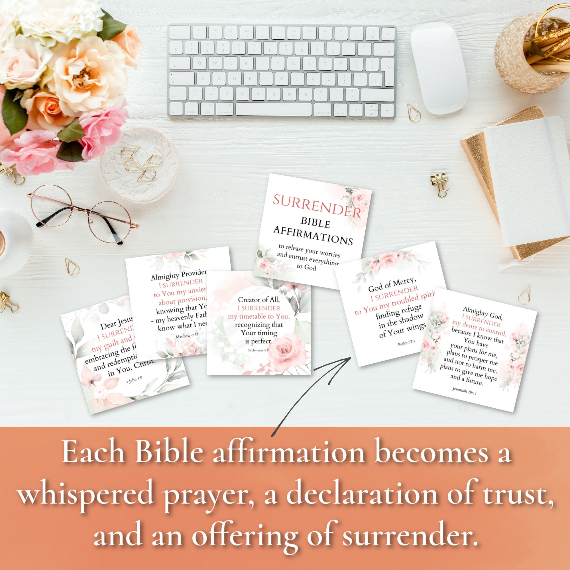 Surrender Bible Verses Cards, Bible Affirmations, Surrender Scripture ...