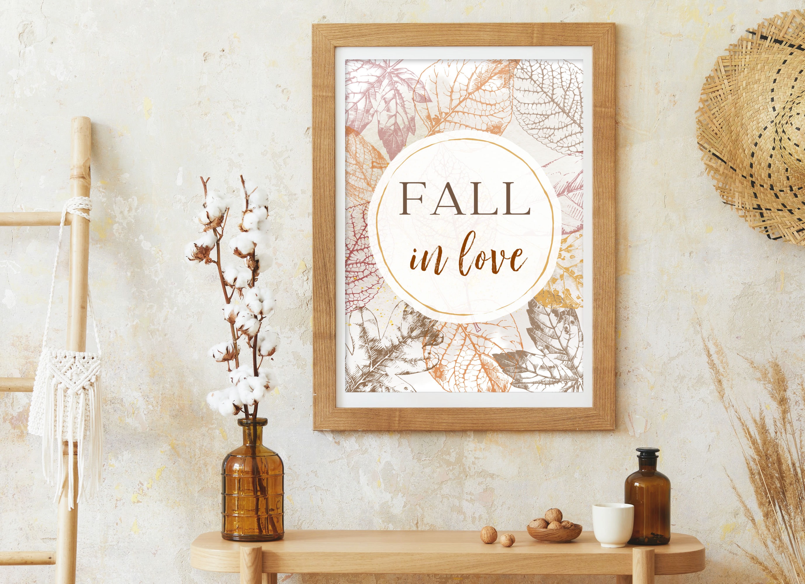 Fall in Love Wall Art Print, Fall Wall Art Printable, Fall Wall Decor, Autumn Wall Art Printable ...