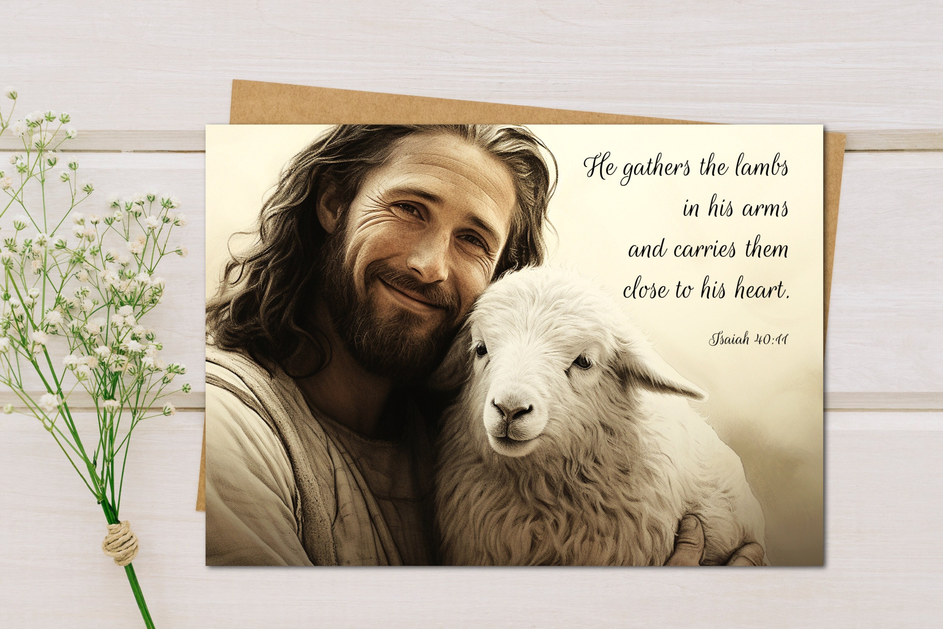 Jesus the Good Shepherd Greeting Card Printable, Christ Greeting Card ...