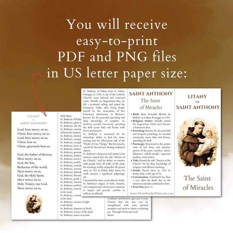 Litany to St. Anthony Printable, St. Anthony of Padua Prayer, St ...