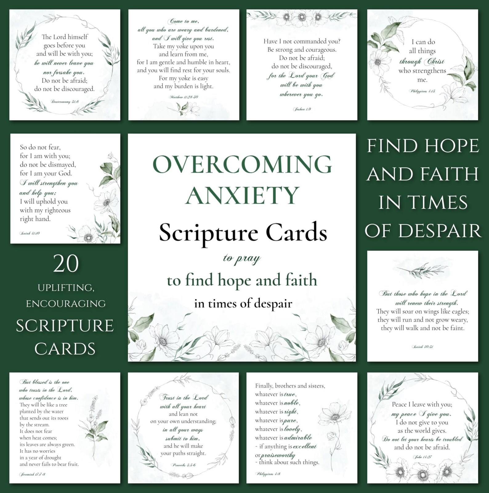 Overcoming Anxiety Scripture Cards Printable, Overcoming Anxiety Bible ...