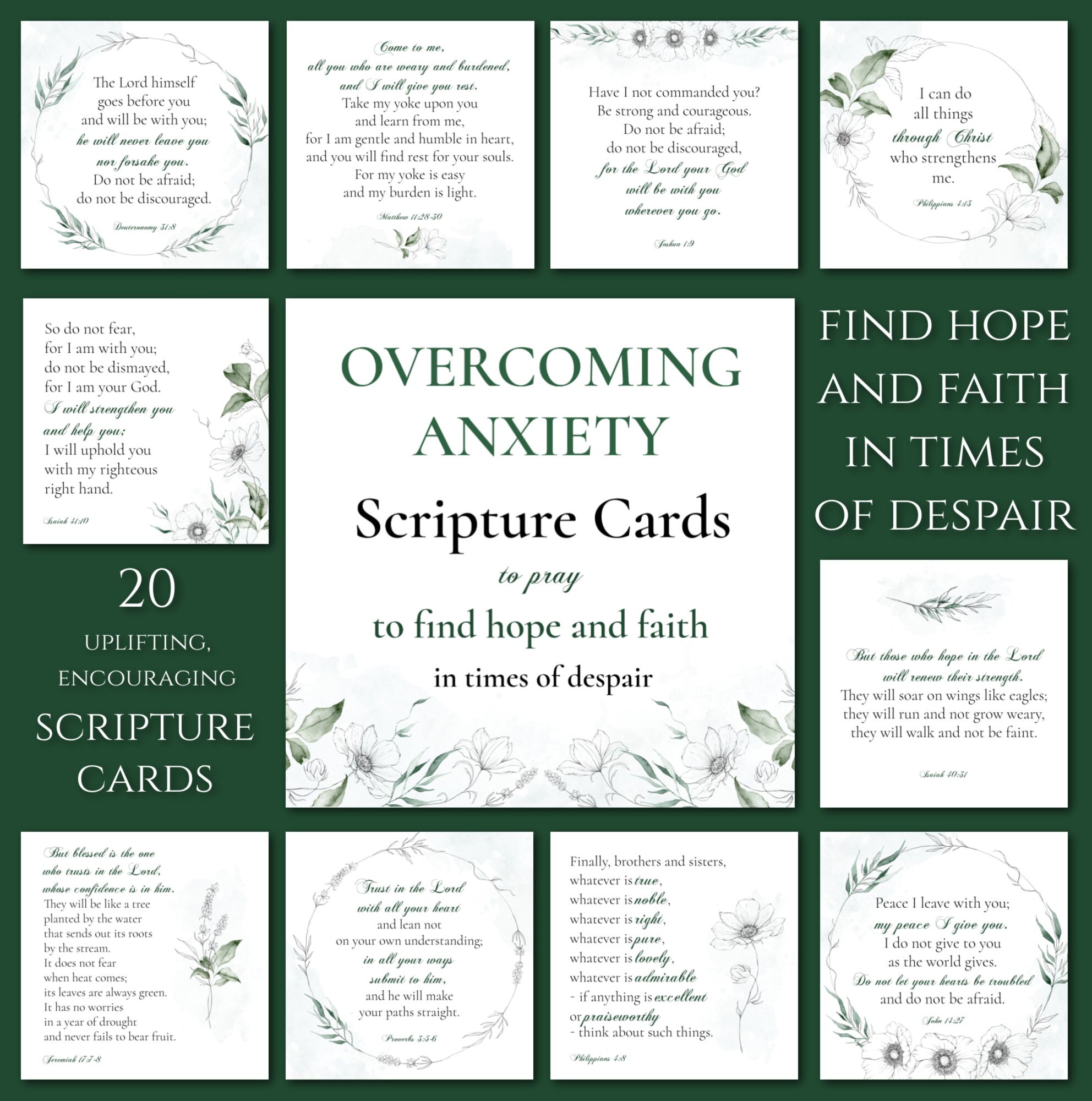 Overcoming Anxiety Scripture Cards Printable, Overcoming Anxiety Bible ...