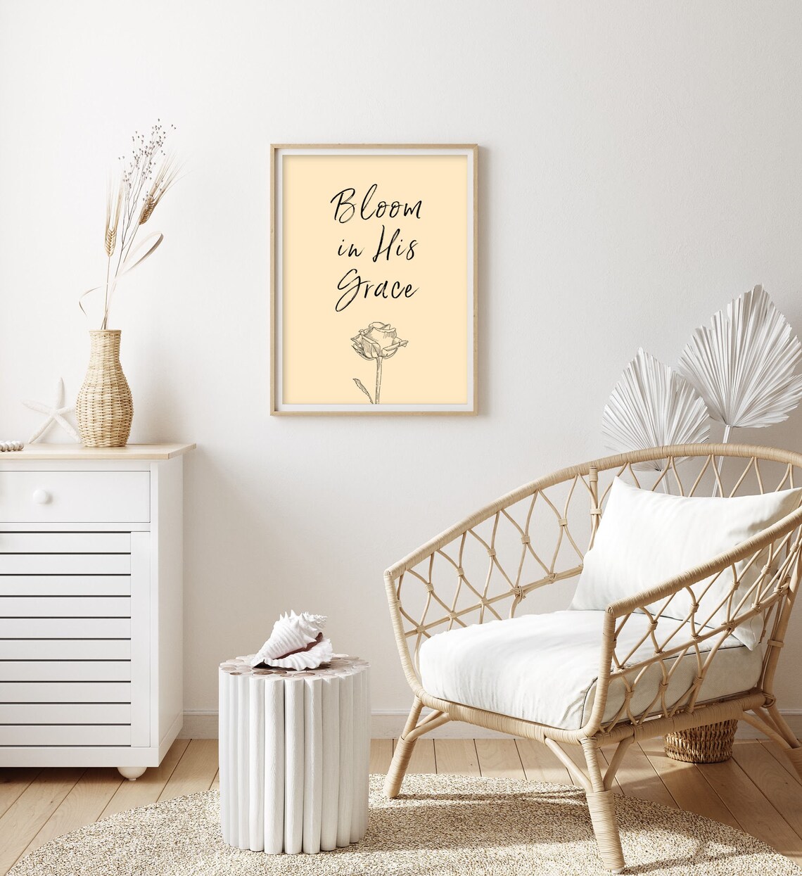 Bloom in His Grace Printable, Bible Verse Wall Art, Scripture Wall Art ...