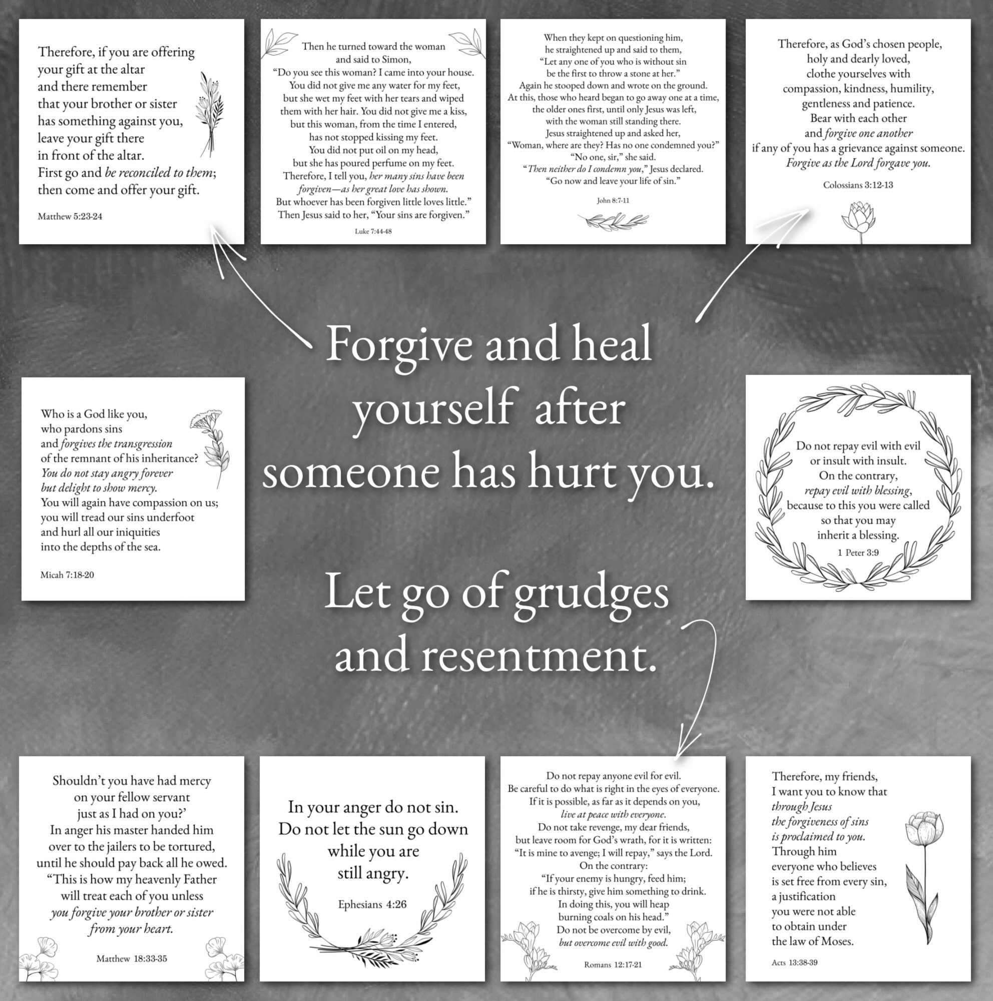 Forgiveness Scripture Cards Printable, Forgive Bible Verse Cards ...