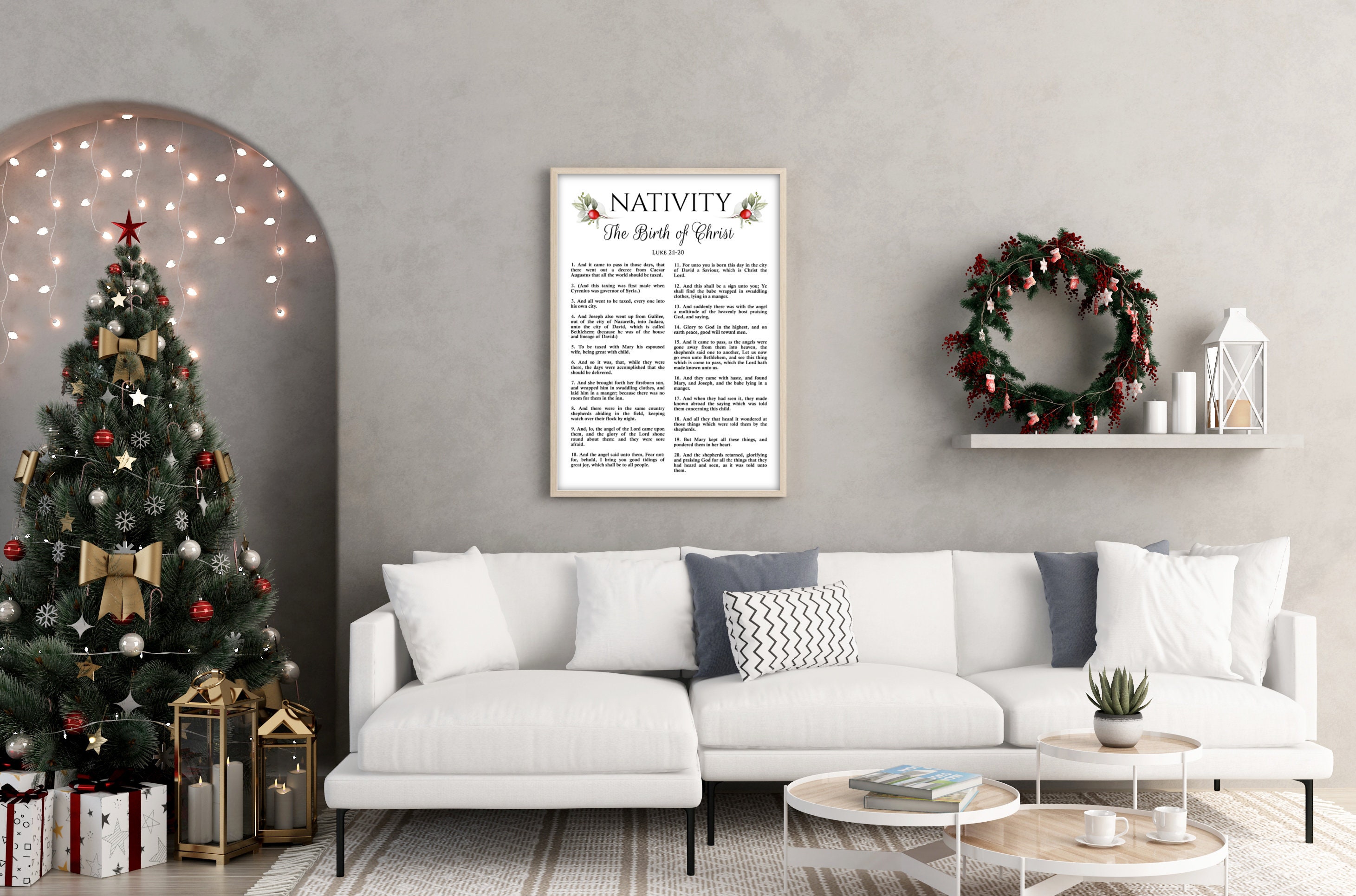 Nativity the Birth of Christ Printable, Nativity Scripture Print, Luke ...