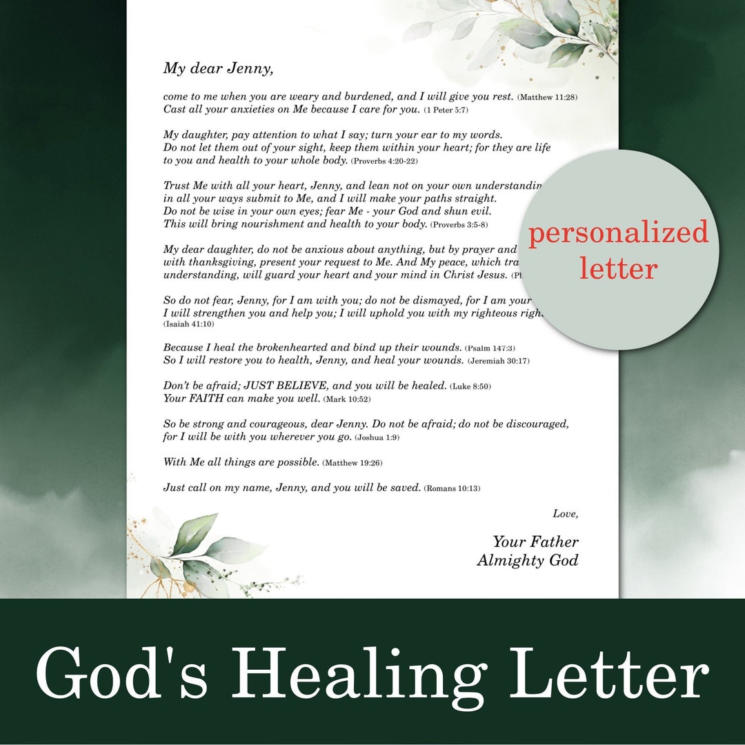 Personalized God's Healing Letter Printable, Personalized Scripture ...