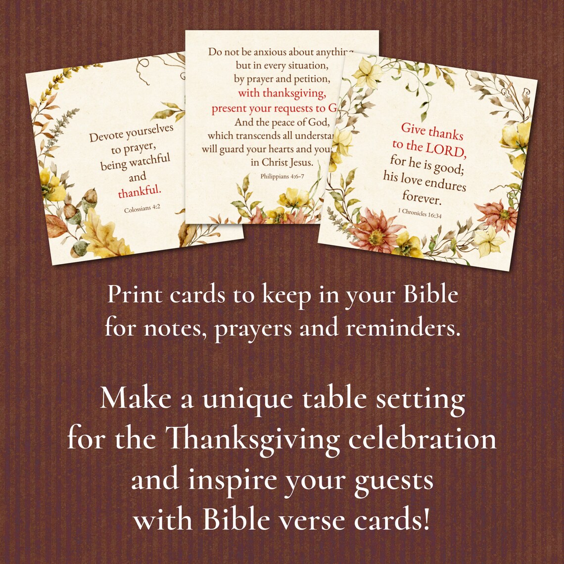 THANKSGIVING Scripture Cards Printable, Thanksgiving Bible Verse Cards ...