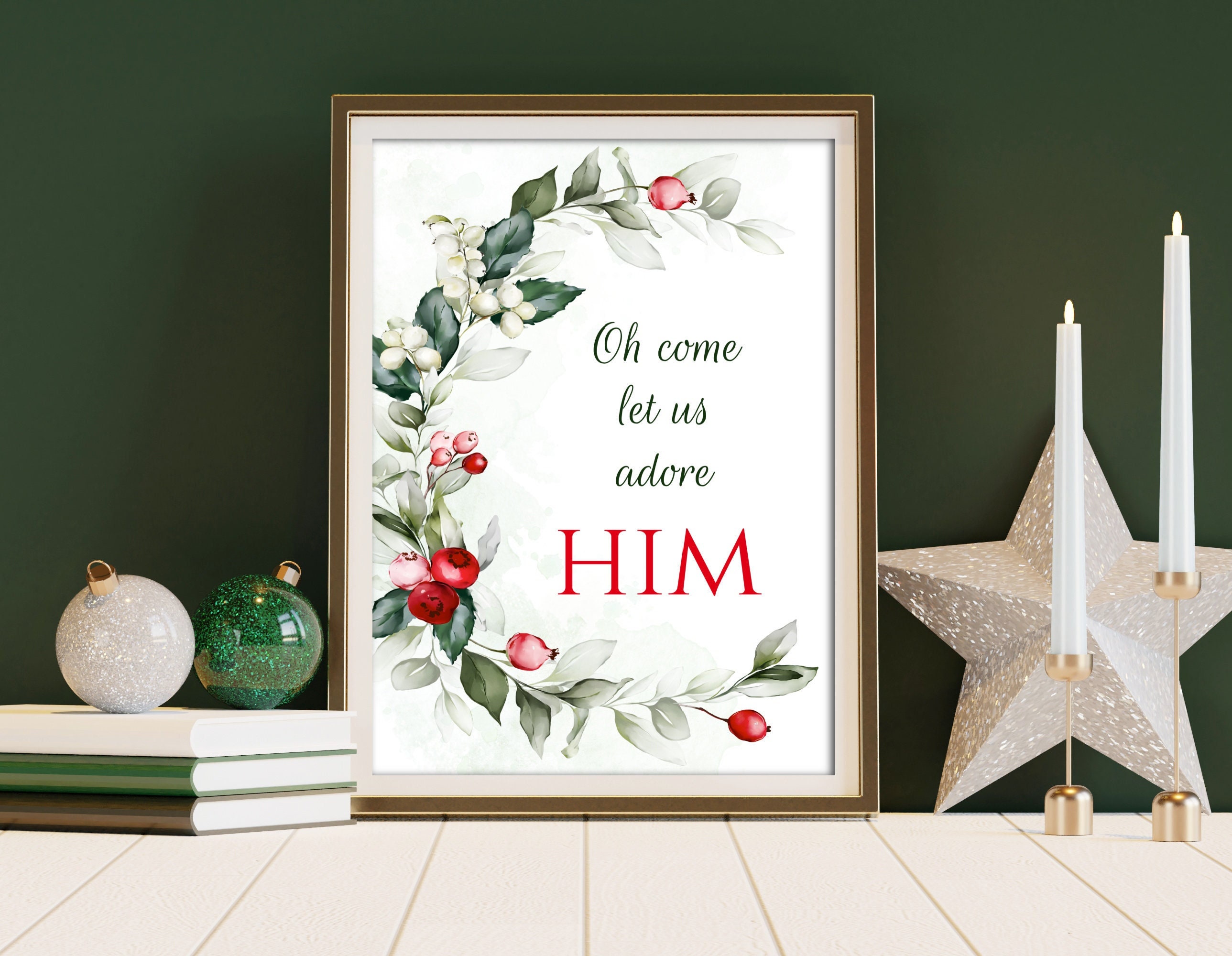 Oh Come Let Us Adore Him Wall Art Printable Christmas - Etsy