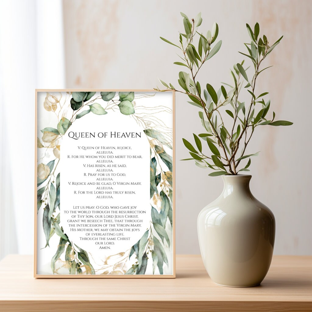 Queen of Heaven Prayer Printable, Regina Caeli Prayer, Catholic Prayer ...