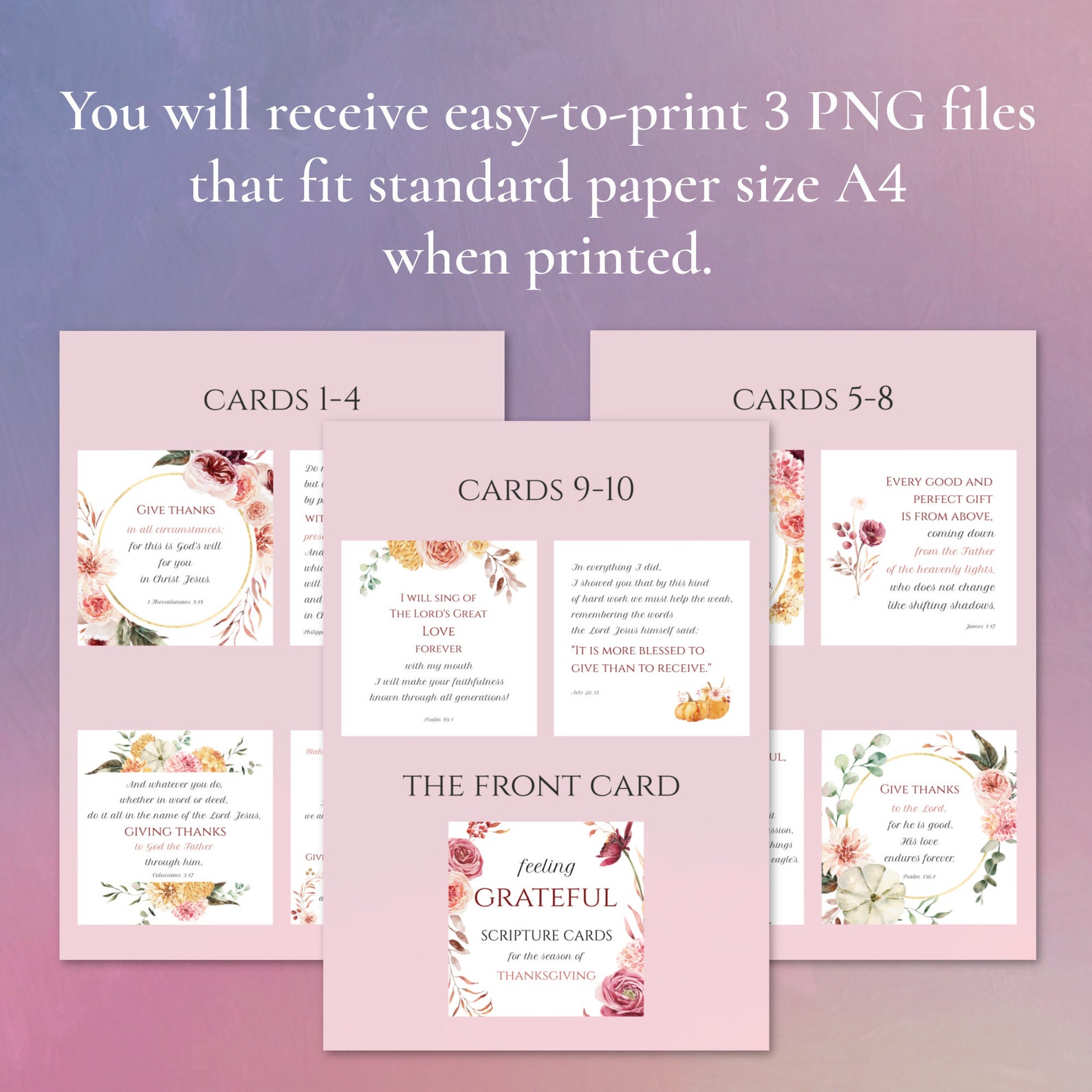 GRATEFUL Scripture Cards Printable, Fall Scripture Cards, Gratitude ...