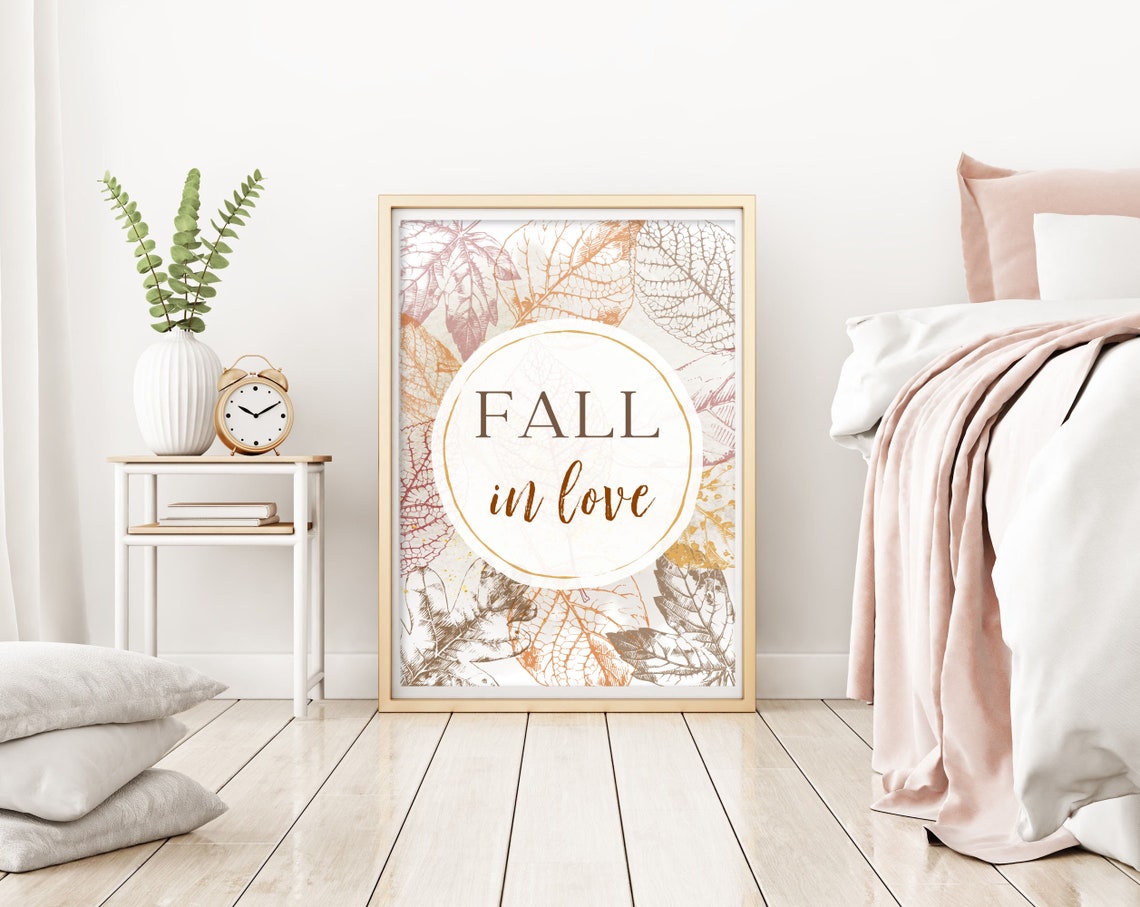 Fall in Love Wall Art Print, Fall Wall Art Printable, Fall Wall Decor, Autumn Wall Art Printable ...