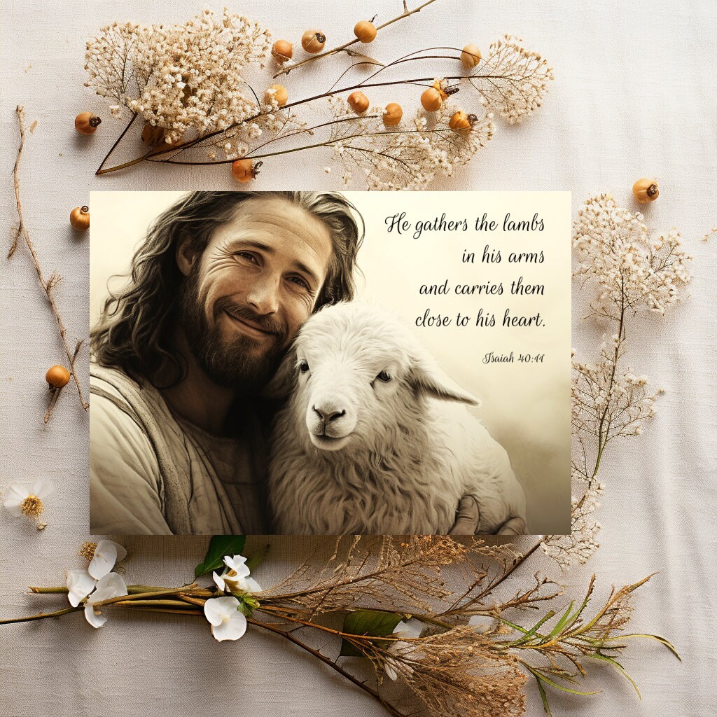 Jesus the Good Shepherd Greeting Card Printable, Christ Greeting Card ...