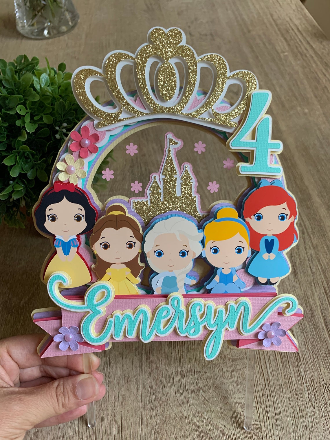 Princesses Cake Topper Disney Princesses Birthday Belle - Etsy