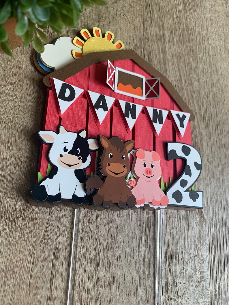 Farm Animals Cake Topper Fiesta De Cumpleaños De Farm - Etsy