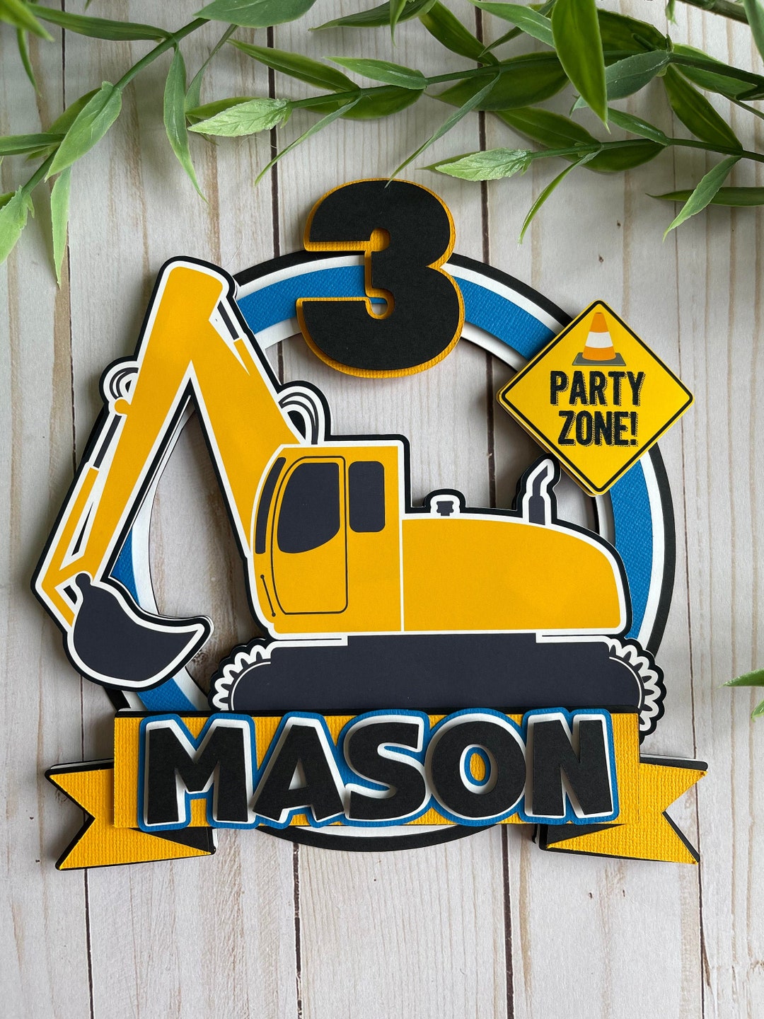 Topper De Pastel De Excavadora Topper De Cumpleaños De Excavadora De ...