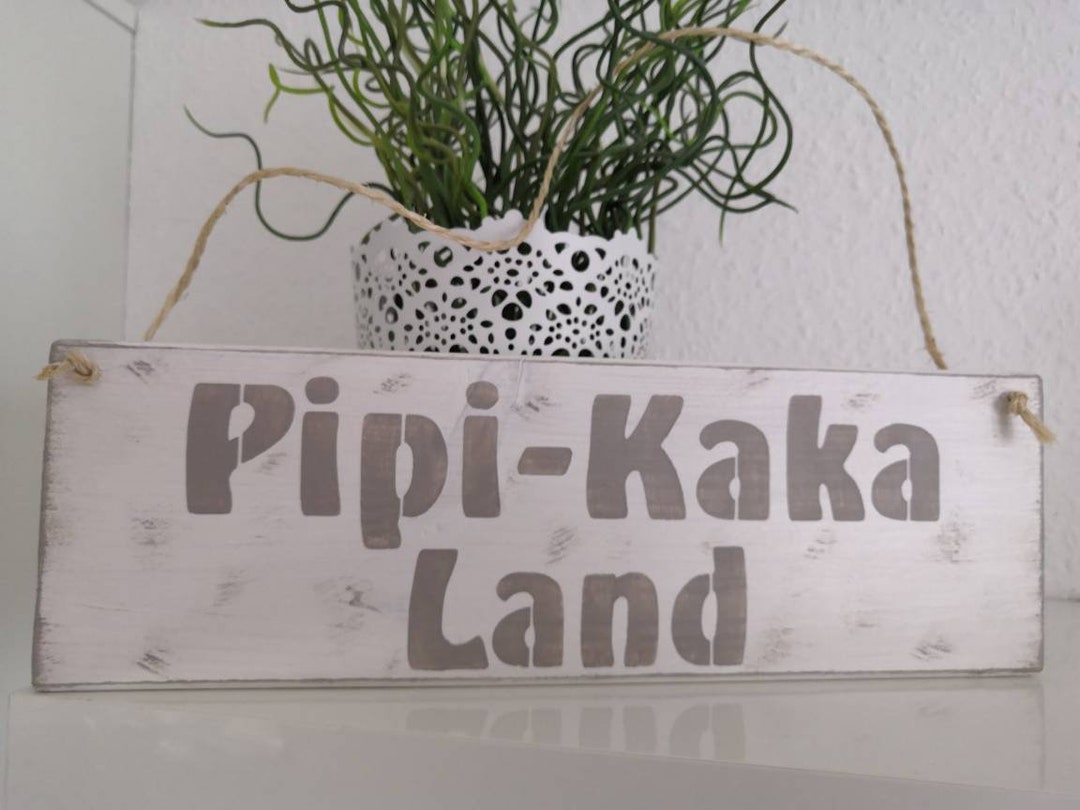 Wooden Sign pipi-kaka Land White-beige Shabby Vintage Style - Etsy