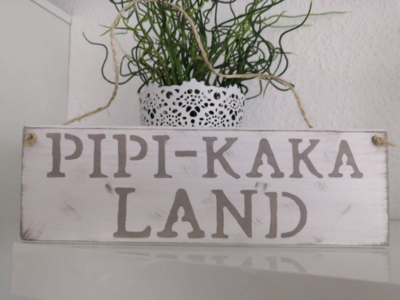 Wooden Sign pipi-kaka Land White-beige Shabby Vintage Style | Etsy
