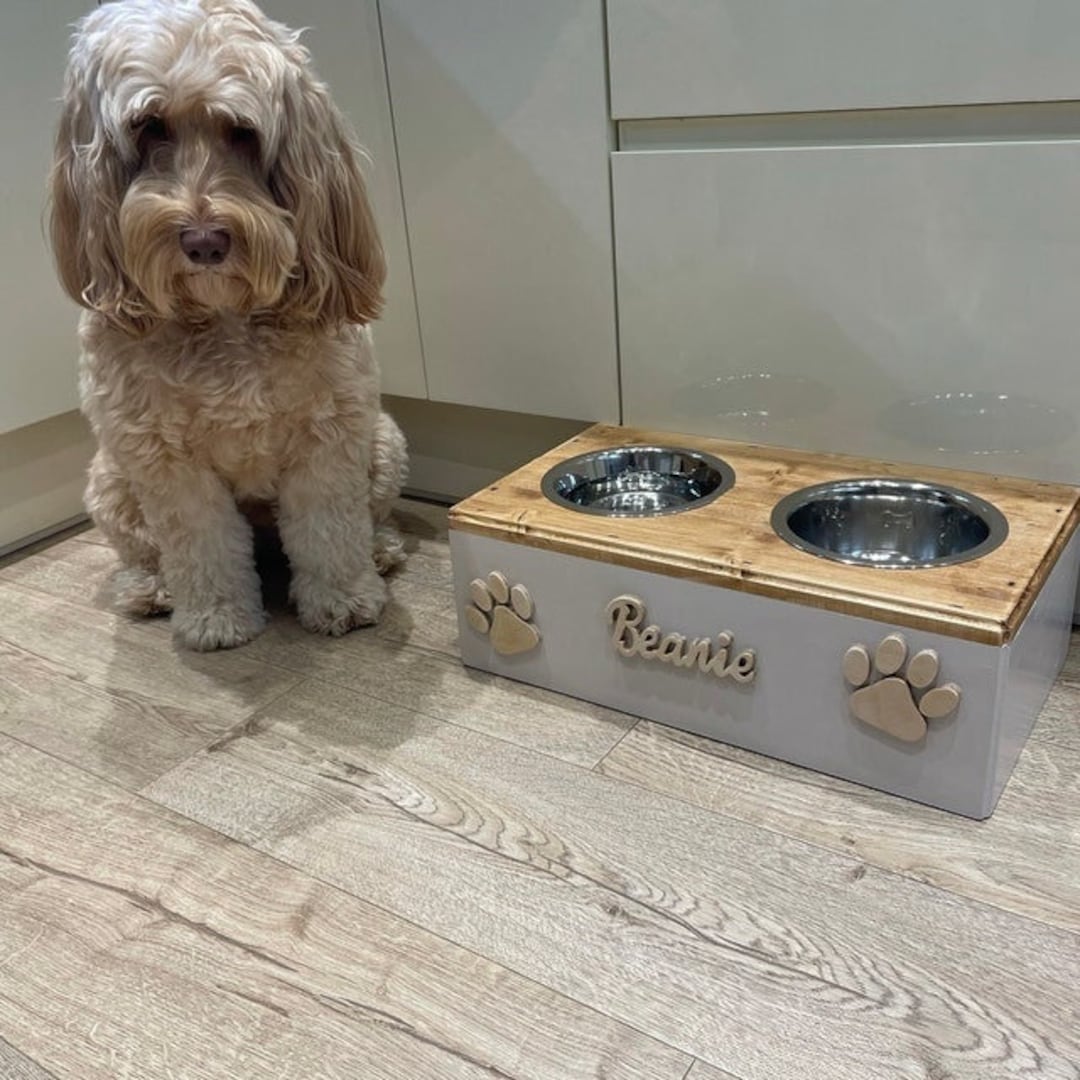 Handmade and Personalised Raised Dog Feeder, Single and Double Pet ...