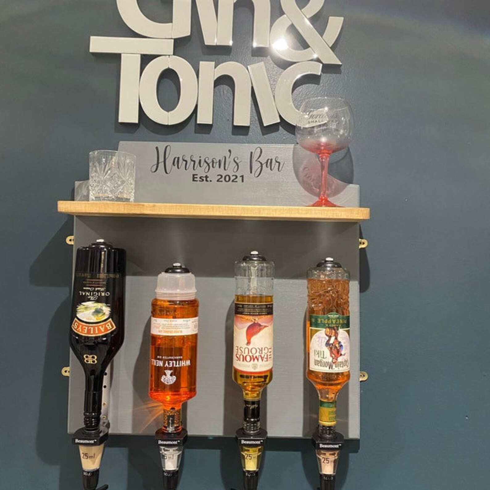 Handmade Pine Optics Bar Personalised Home Bar Wall Mounted | Etsy UK