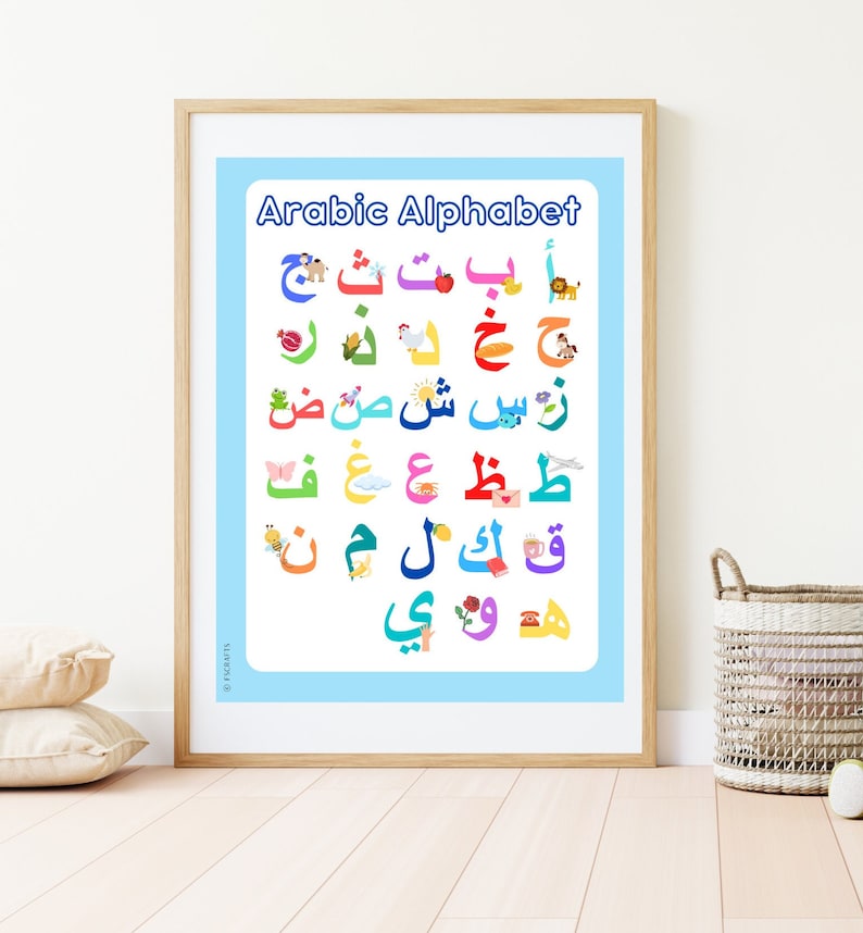 Arabic Alphabet Poster Wall Art Nursery Decor - Etsy