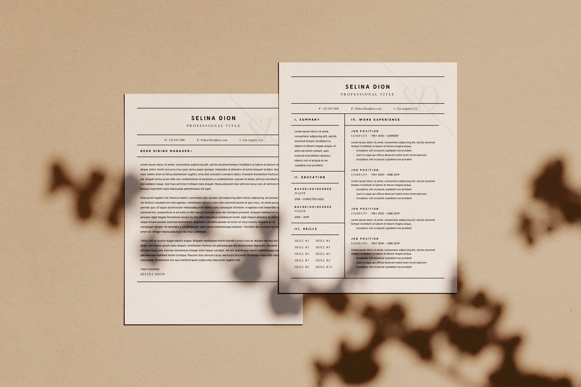 CUSTOM TEMPLATE, Resume Template, Professional, Resume and Cover Letter ...