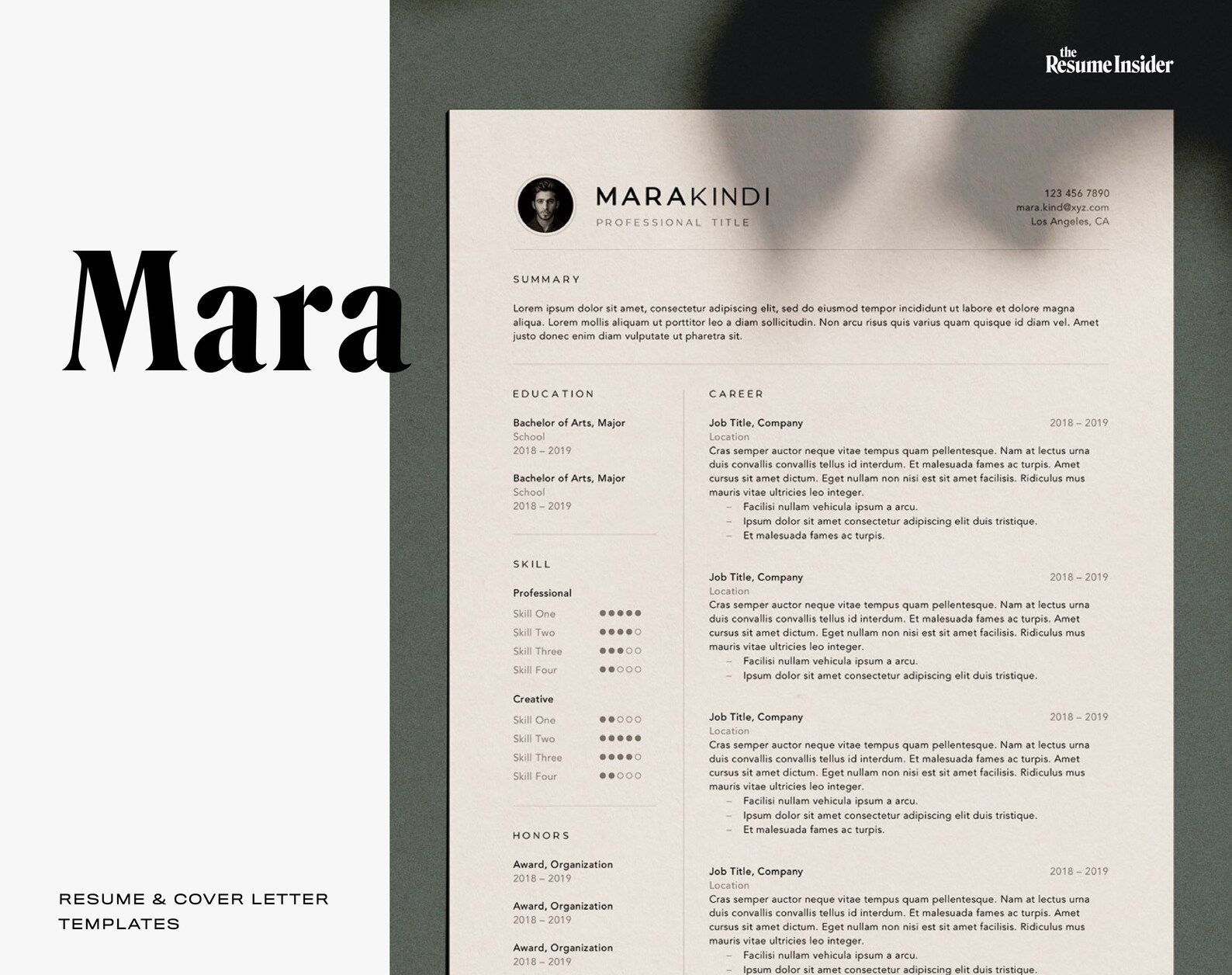 MARA Resume Template, Professional Resume Template, Resume and Cover ...