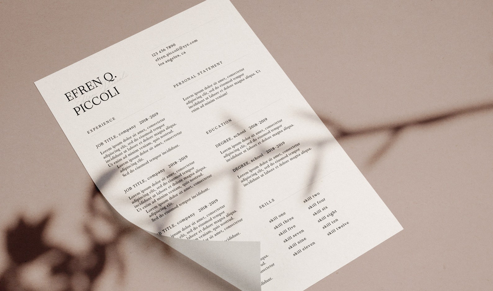 EFREN Resume Template, Professional Resume Template, Resume and Cover ...