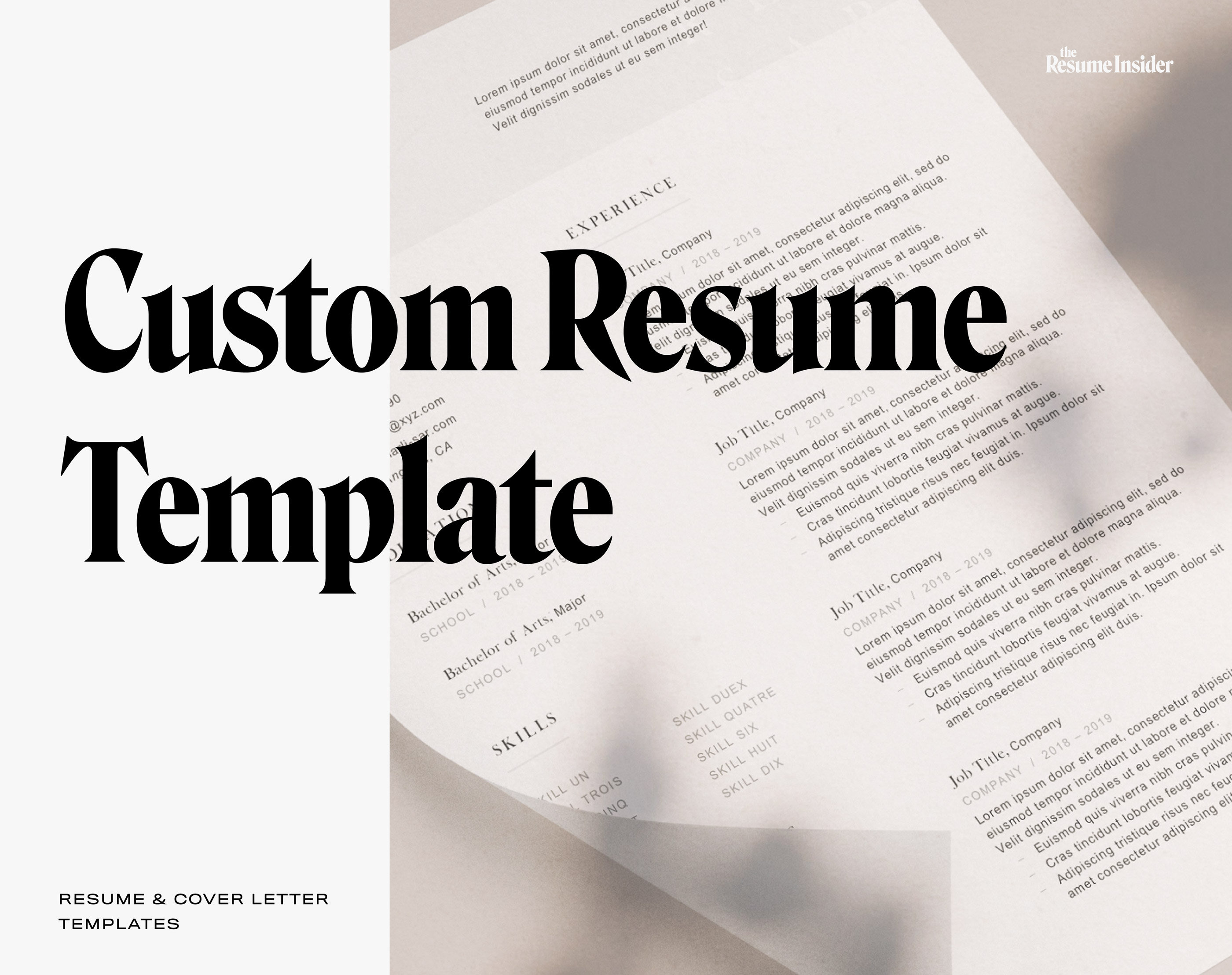 CUSTOM TEMPLATE, Resume Template, Professional, Resume and Cover Letter ...