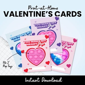 Printable Valentine's Day Cards, Pop It Fidget Toy Card, Instant ...