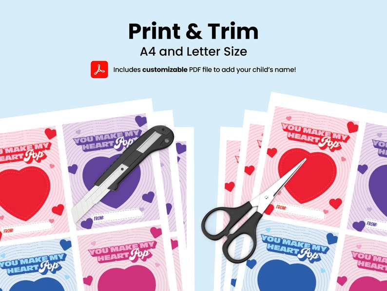 Printable Valentine's Day Cards, Pop It Fidget Toy Card, Instant ...