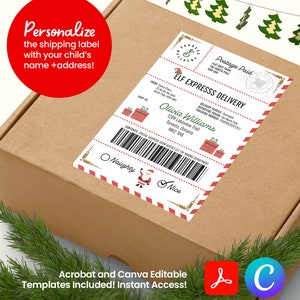 Editable Santa's Shipping Label + Elf Postcard | Christmas Printable ...