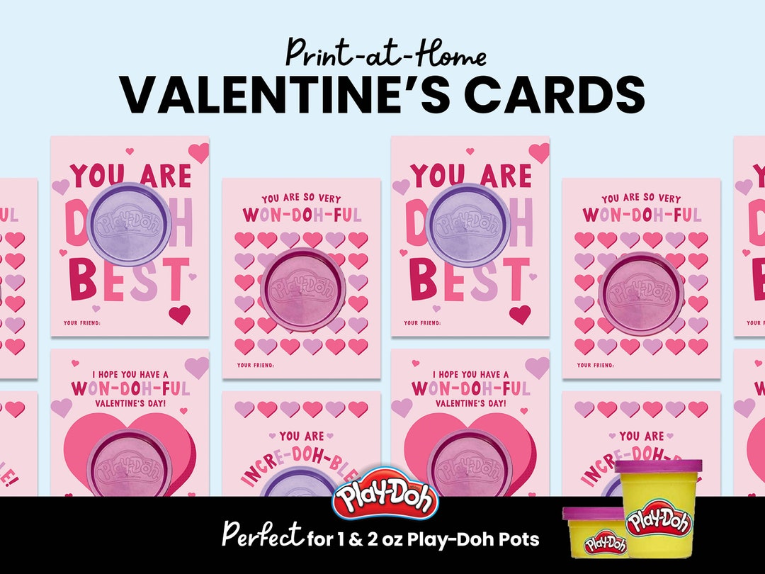 Printable Valentine's Day Cards for Toddlers, Play-doh Insert, Instant ...