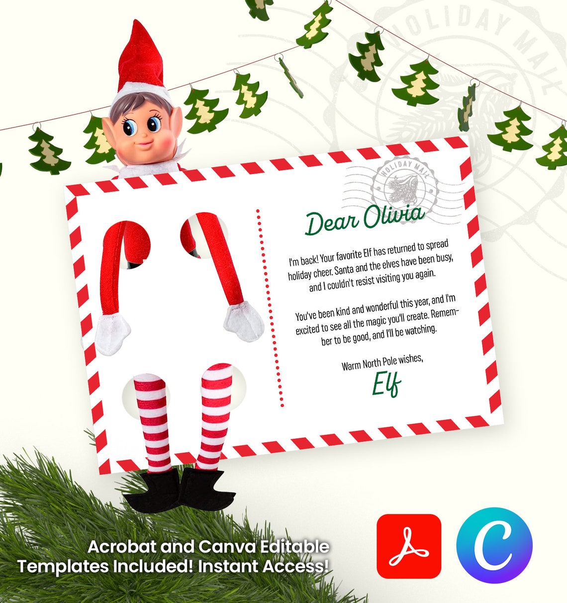 Editable Santa's Shipping Label + Elf Postcard | Christmas Printable ...