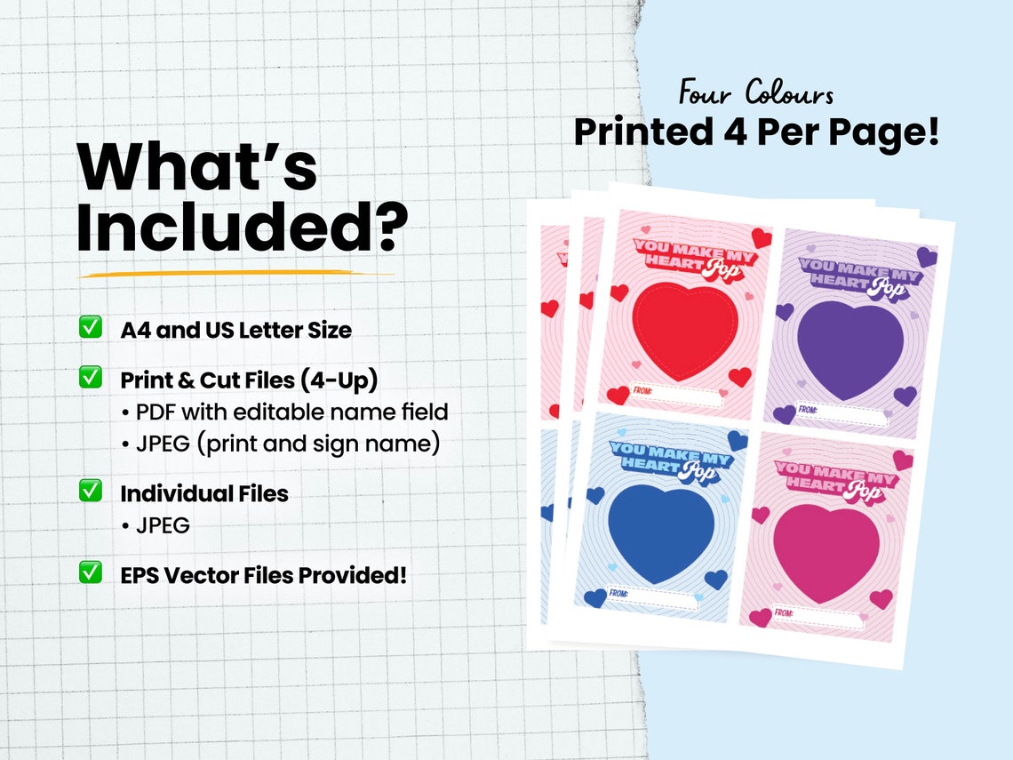 Printable Valentine's Day Cards, Pop It Fidget Toy Card, Instant ...