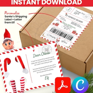 Editable Santa's Shipping Label + Elf Postcard | Christmas Printable ...