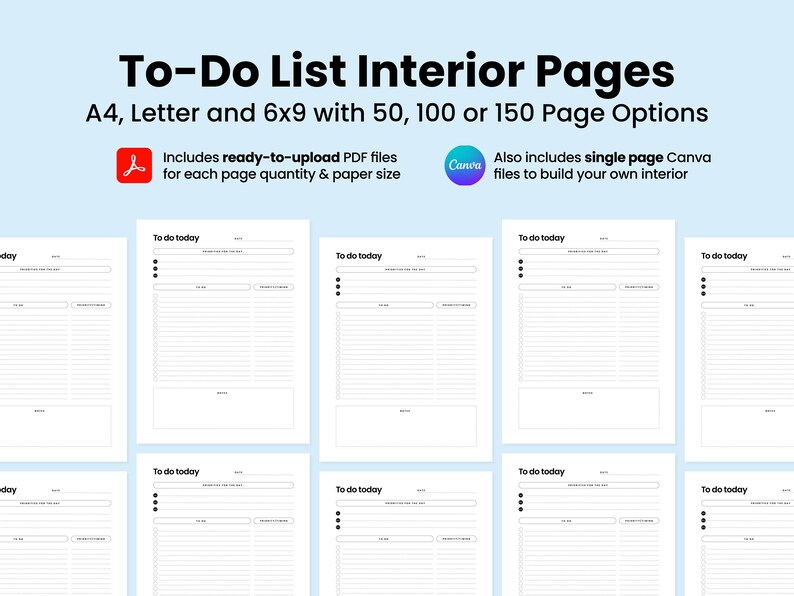 To-do List Template for KDP, 9 PDF Interior Manuscripts and Cover ...