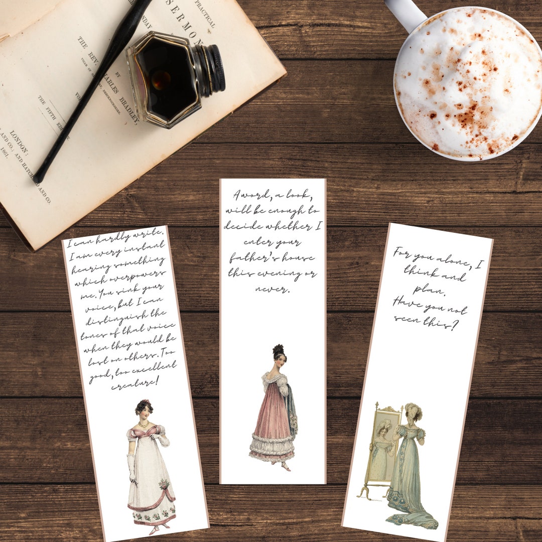 Printable Bookmarks, Printable Bookmarks Jane Austen Inspired, Jane ...