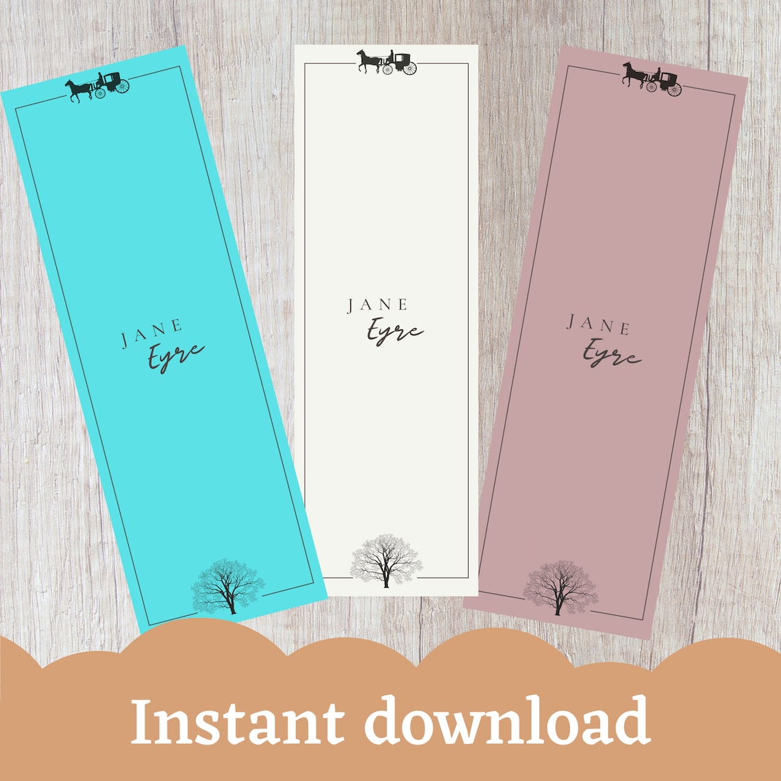 Set of 3 Printable Bookmarks, Printable Bookmarks Jane Eyre Inspired ...