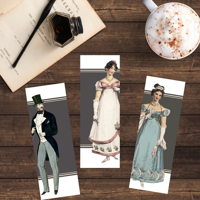 Printable Bookmarks, Jane Austen Inspired, Victorian Bookmark ...