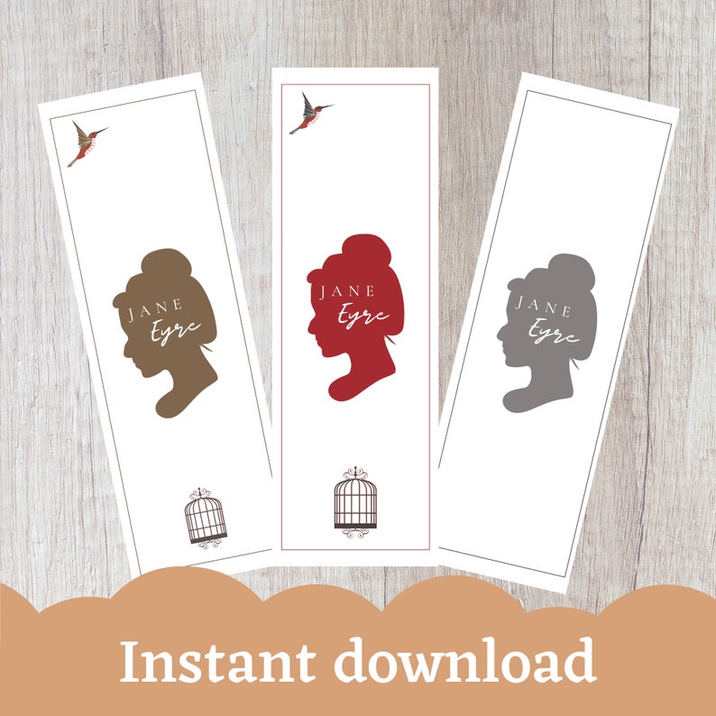 Set of 3 Printable Bookmarks, Printable Bookmarks Jane Eyre Inspired ...