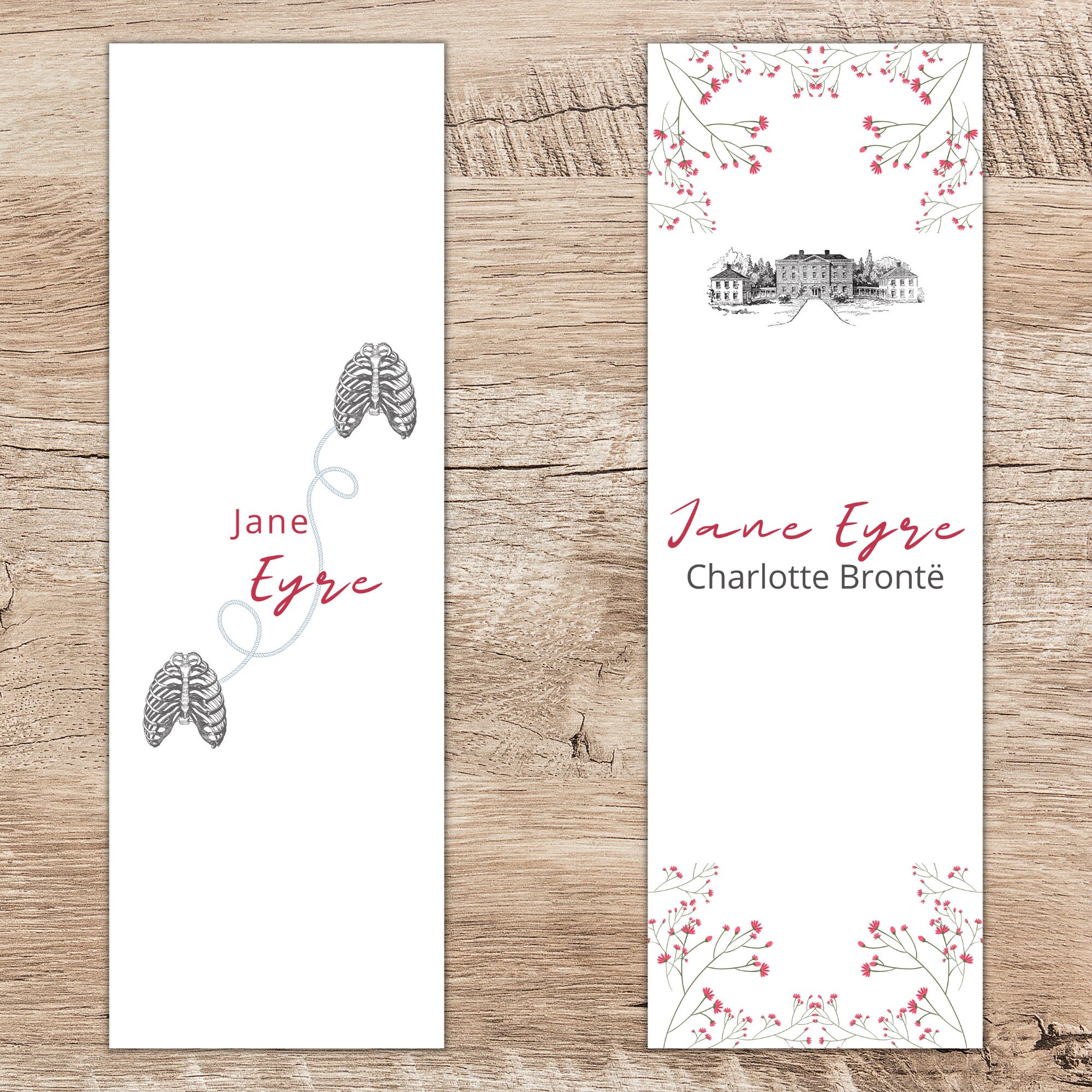 Set of 4 Printable Bookmarks, Jane Eyre Inspired, Bookmark Jane Eyre ...
