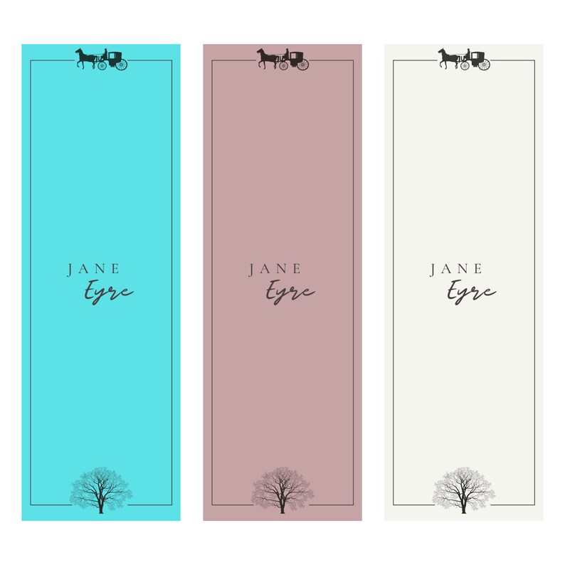 Set of 3 Printable Bookmarks, Printable Bookmarks Jane Eyre Inspired ...