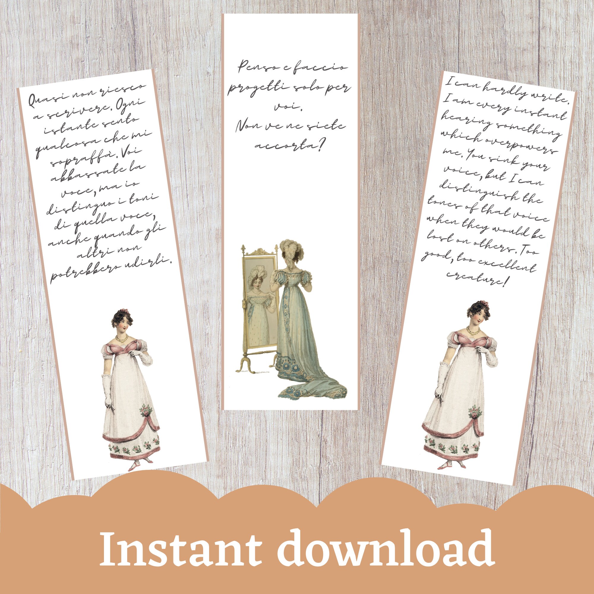 Printable Bookmarks, Printable Bookmarks Jane Austen Inspired, Jane ...