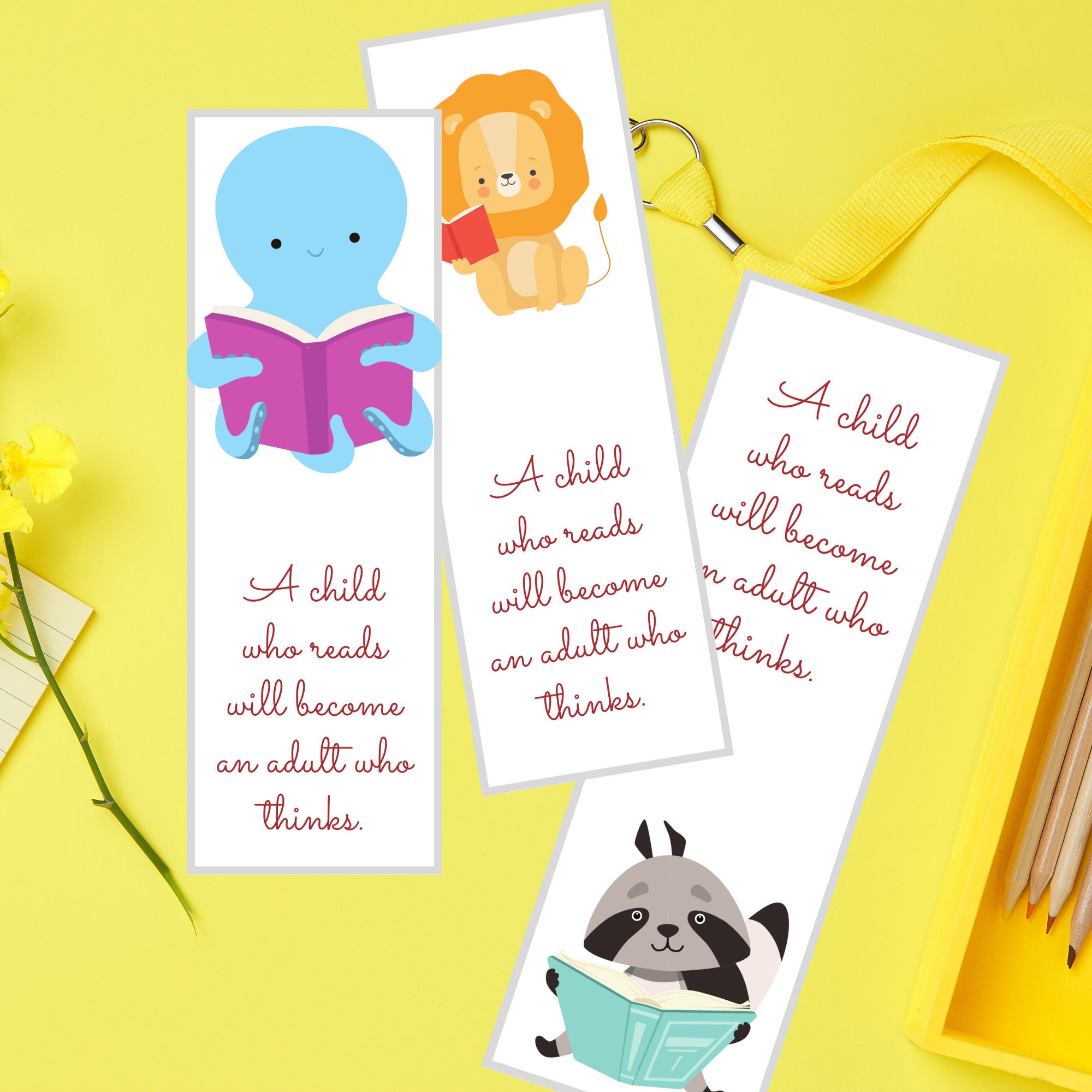 Set of 3 Printable Bookmark for Boys and Girls, Little Bookworms ...
