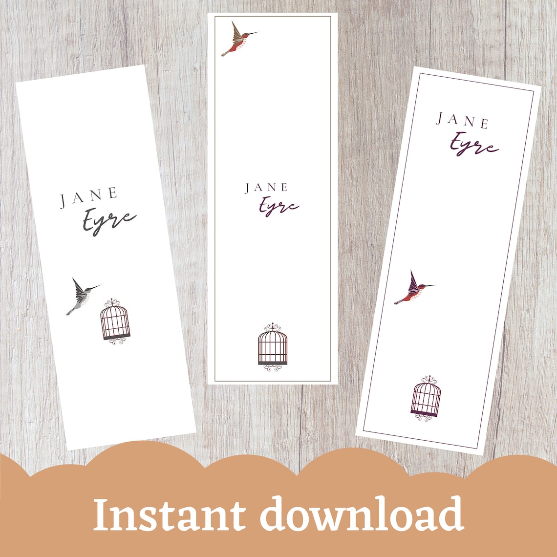 Printable Bookmarks, Printable Bookmarks Jane Eyre Inspired, Bookmark ...