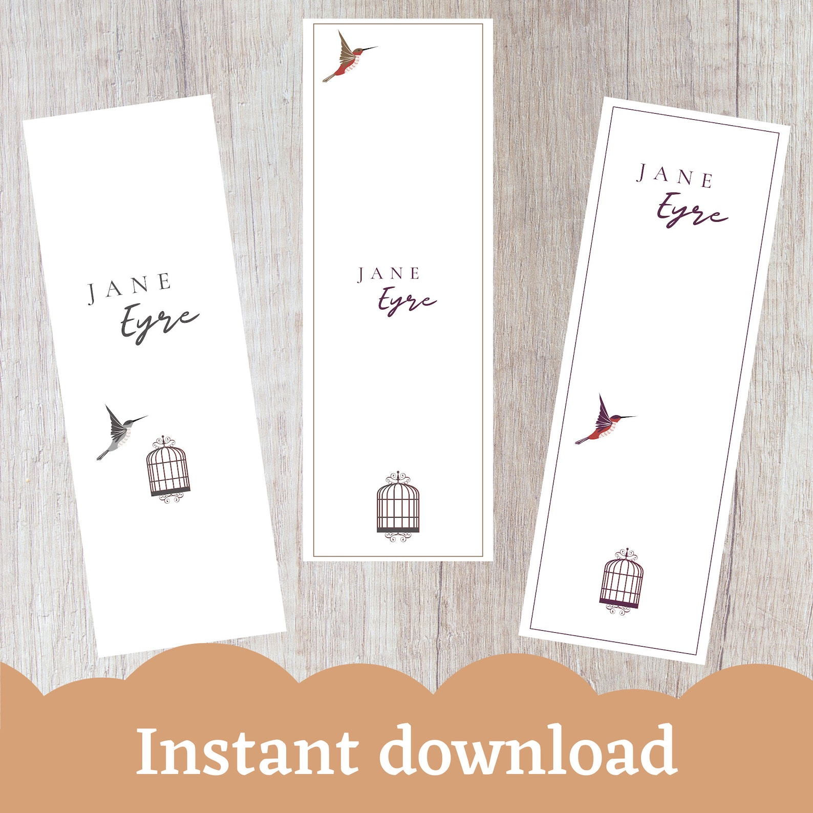 Printable Bookmarks, Printable Bookmarks Jane Eyre Inspired, Bookmark ...