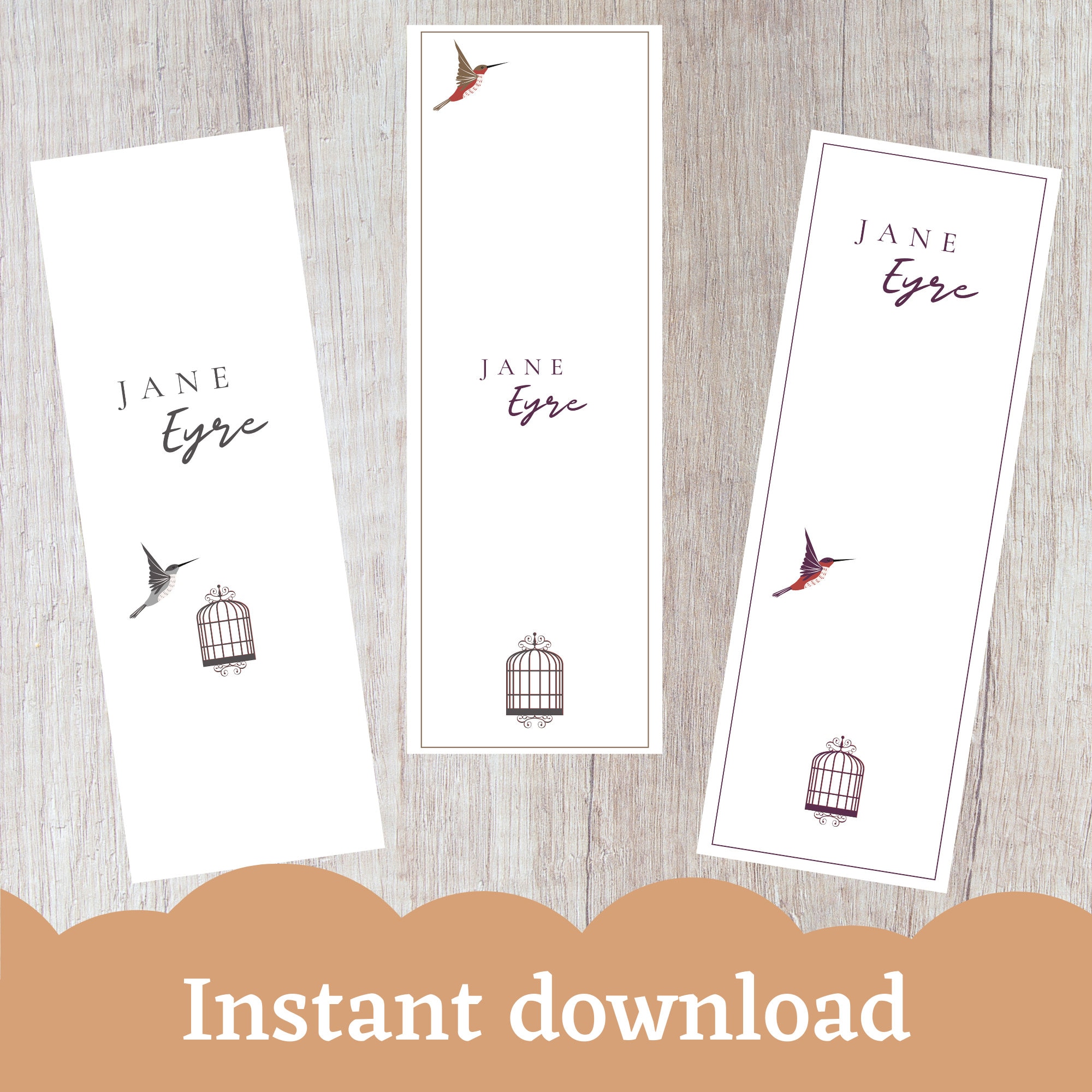 Printable Bookmarks, Printable Bookmarks Jane Eyre Inspired, Bookmark ...