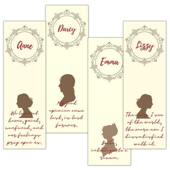 Printable Bookmarks Printable Bookmarks Jane Austen Inspired - Etsy